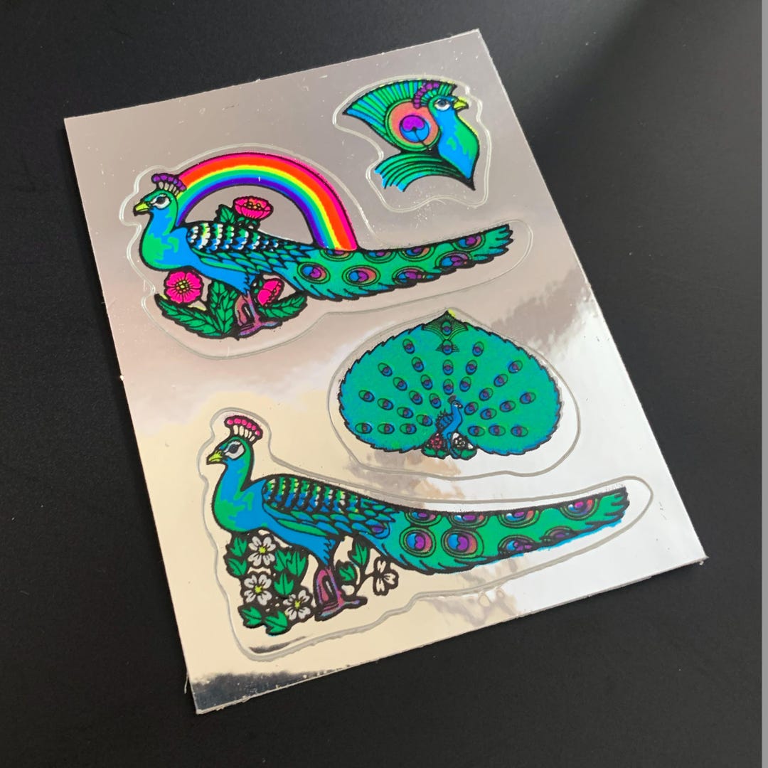 RARE! PEACOCK RAINBOW Vintage Vending Sicker | Prism Holographic Foil ...