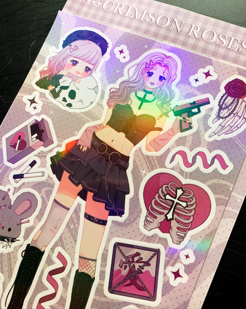 ANIME KPOP Kawaii STICKER | Crimson Rose | Japanese | Fashion | Dress ...