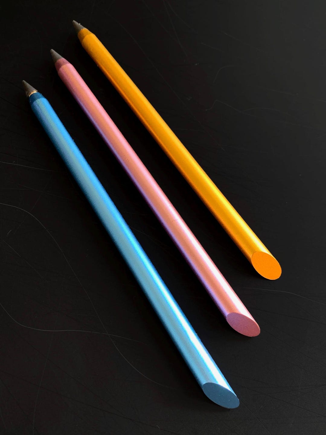 3 Pc METALLIC Modern PENCIL Set | Weighted |stationary Rainbow | Shiny ...