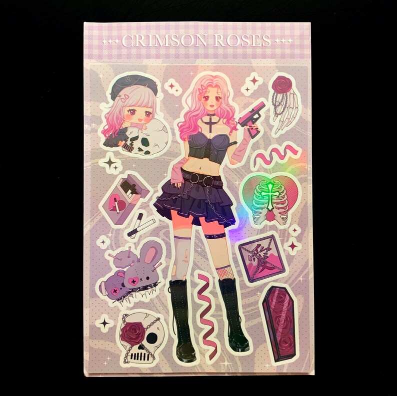 ANIME KPOP Kawaii STICKER | Crimson Rose | Japanese | Fashion | Dress ...