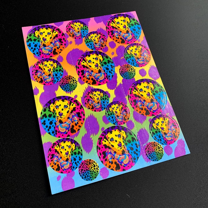 VINTAGE LISA FRANK Dalmatian Dog Sticker Sheet | Puppy | Psychedelic | Fantasy | Rainbow - Etsy