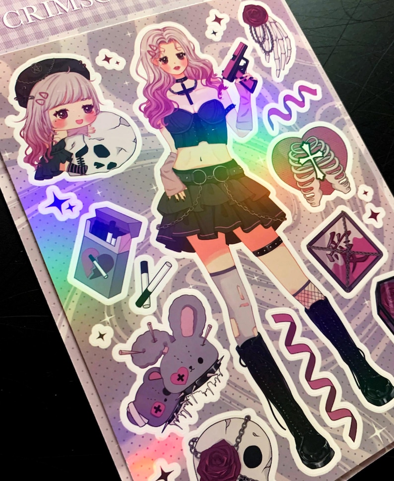 ANIME KPOP Kawaii STICKER | Crimson Rose | Japanese | Fashion | Dress ...