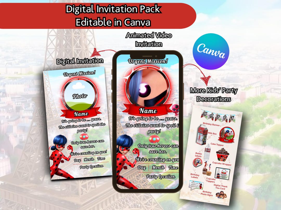 Editable Ladybug Birthday Invitation, Ladybug Birthday Invitation ...