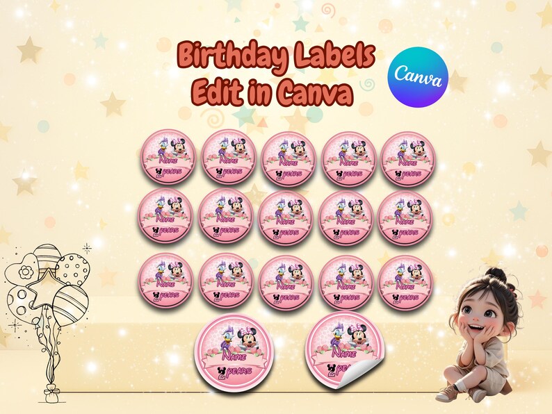 Minnie Party Decorations Kit, Canva Template,minnie Party Decorations ...