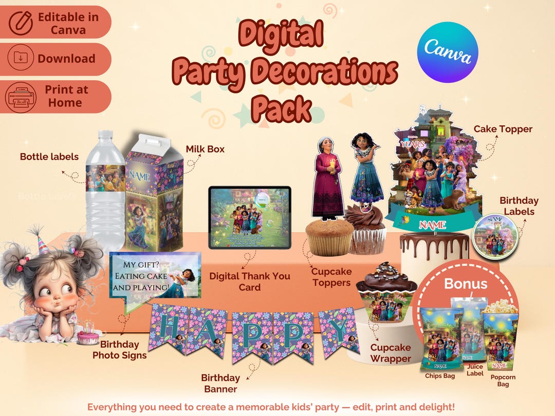 Encanto Party Decorations Kit,canva Template,encanto Party Decorations ...