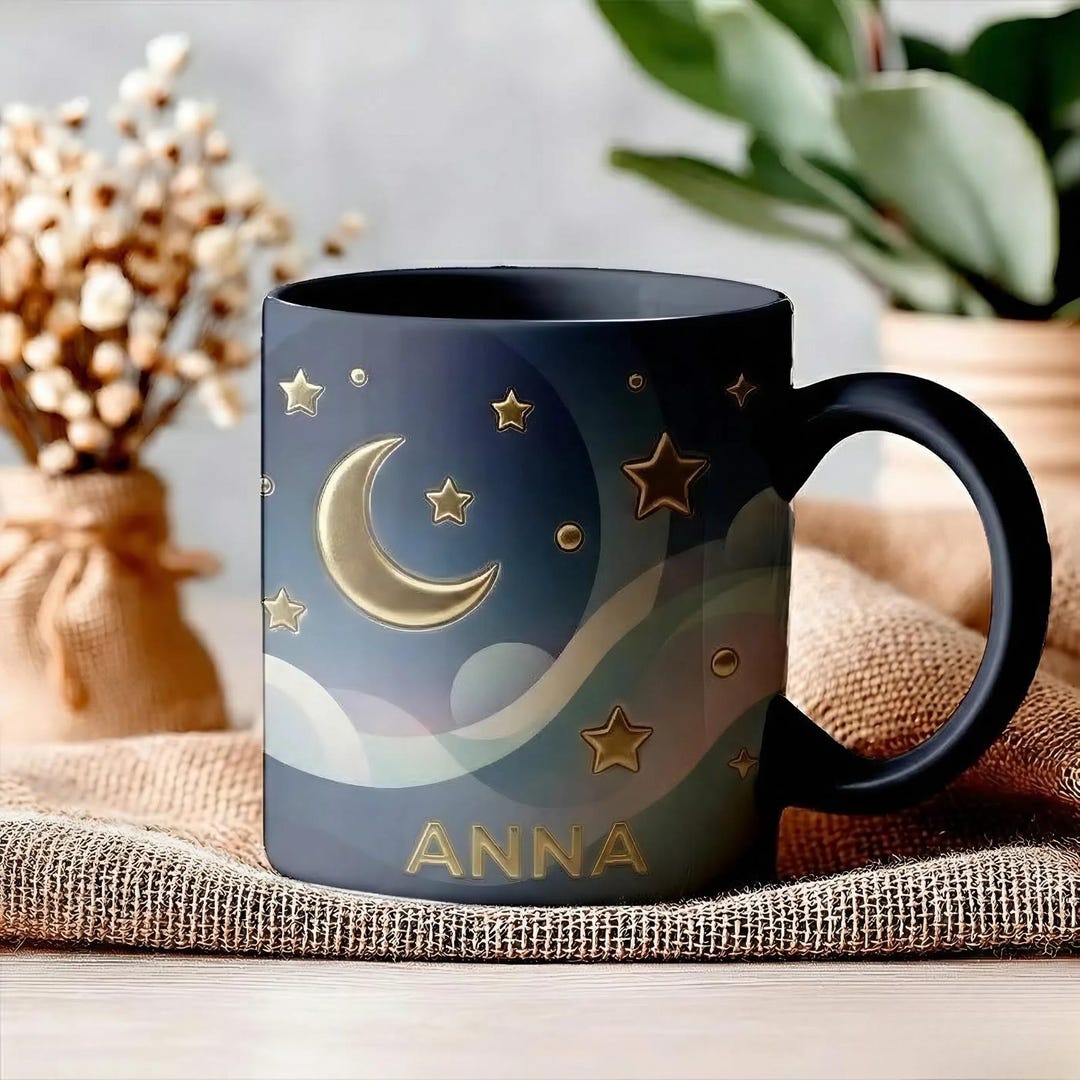 Dark Fantasy Moon Ceramic Mug, Night Sky Aesthetic Coffee Cup, Gothic ...