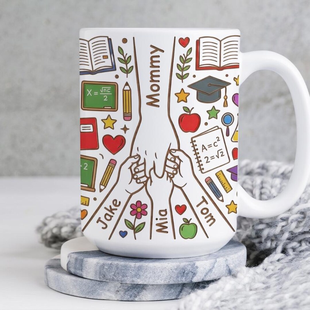 High School Teacher Mom Mothers Day Mug Personalized, Mommy Holding ...