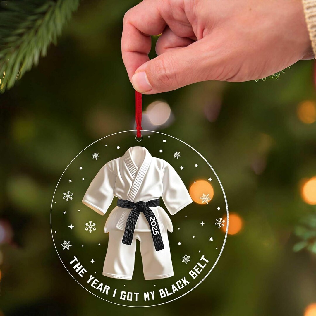 Karate Black Belt Ornament 2025, Acrylic Martial Arts Christmas Tree ...