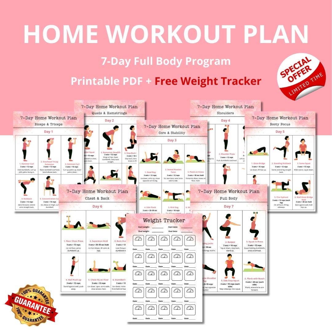 7-day Home Workout Plan PDF | Dumbbell & Bodyweight Training | Full ...