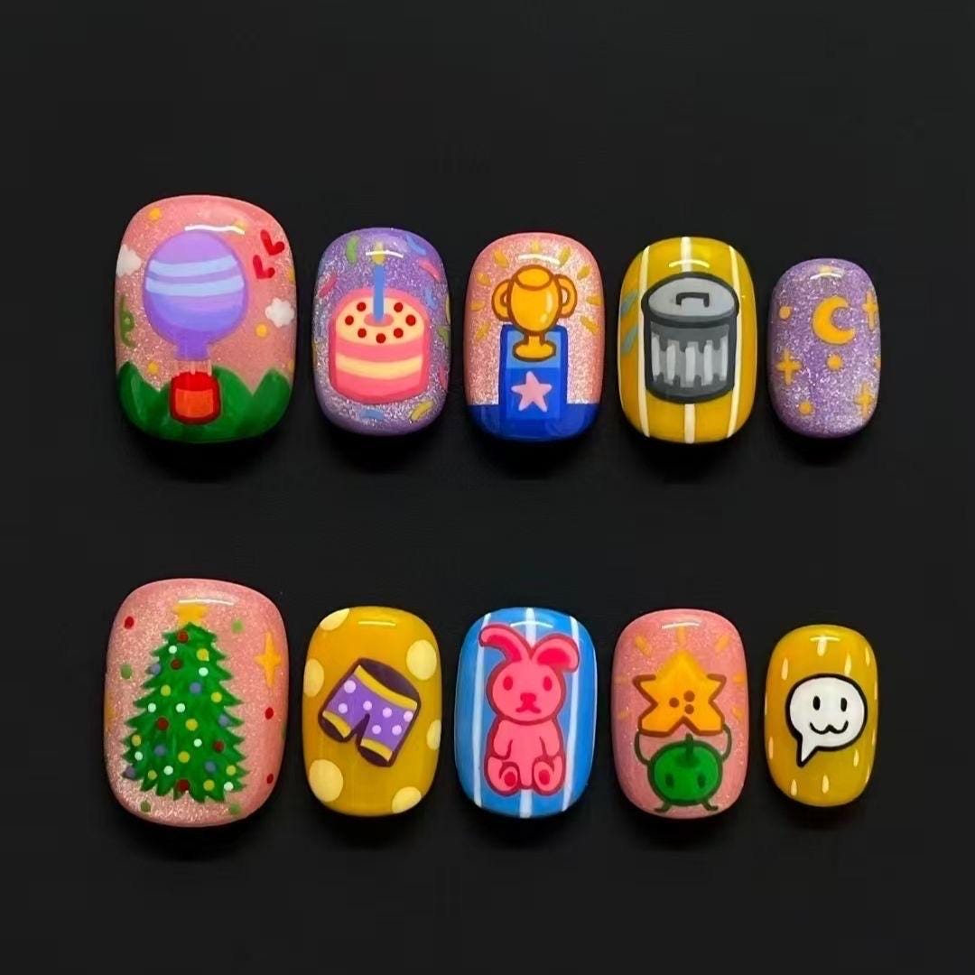 Stardew Valley Inspired Kawaii Press on Nails | Handmade Gamer Nail Art ...