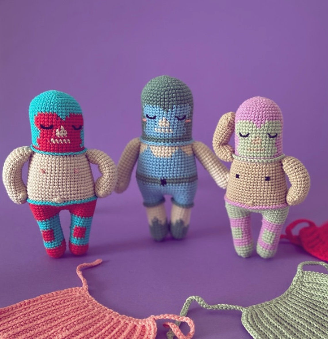 Rebecca the Fireball and Hurricane Manu Mexican Luchadores - Crochet ...