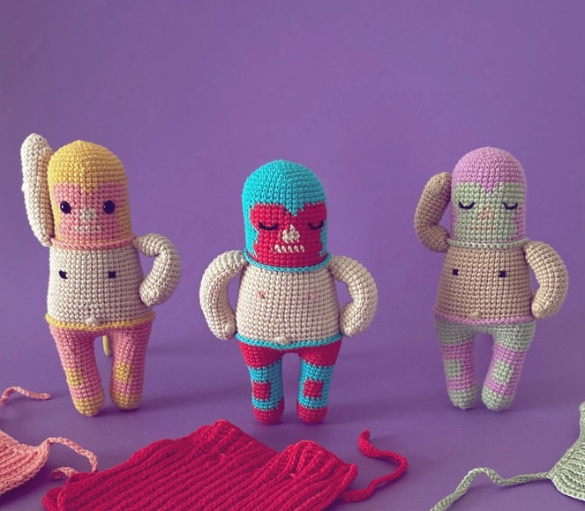 Rebecca the Fireball and Hurricane Manu Mexican Luchadores - Crochet ...