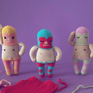 Rebecca the Fireball and Hurricane Manu Mexican Luchadores - Crochet ...