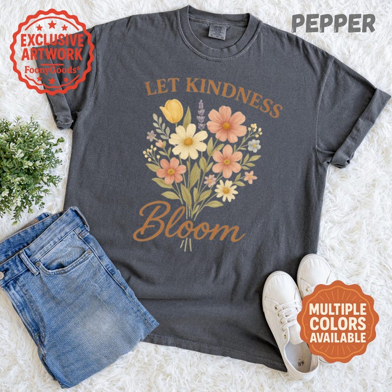 Let Kindness Bloom Comfort Colors® T-shirt, Be Kind Retro Flower Shirt ...