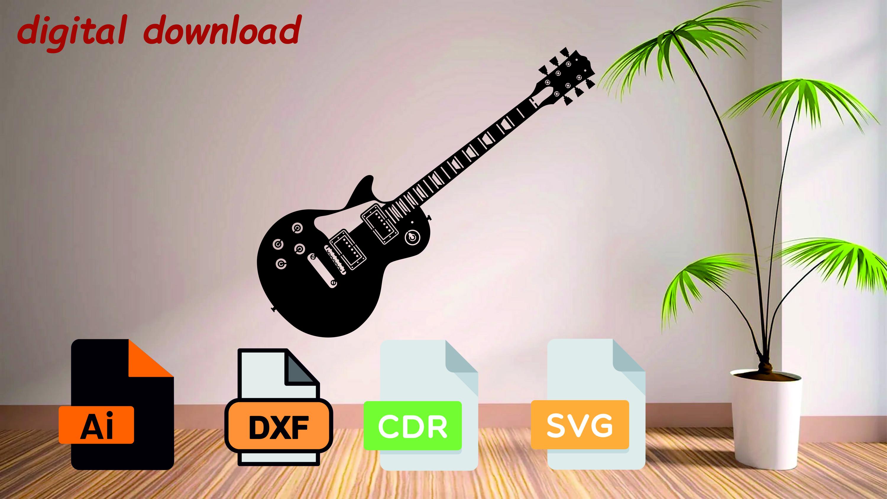 Electric Guitar Laser Cut File | Les Paul Style Svg Cdr DXF AI Template ...