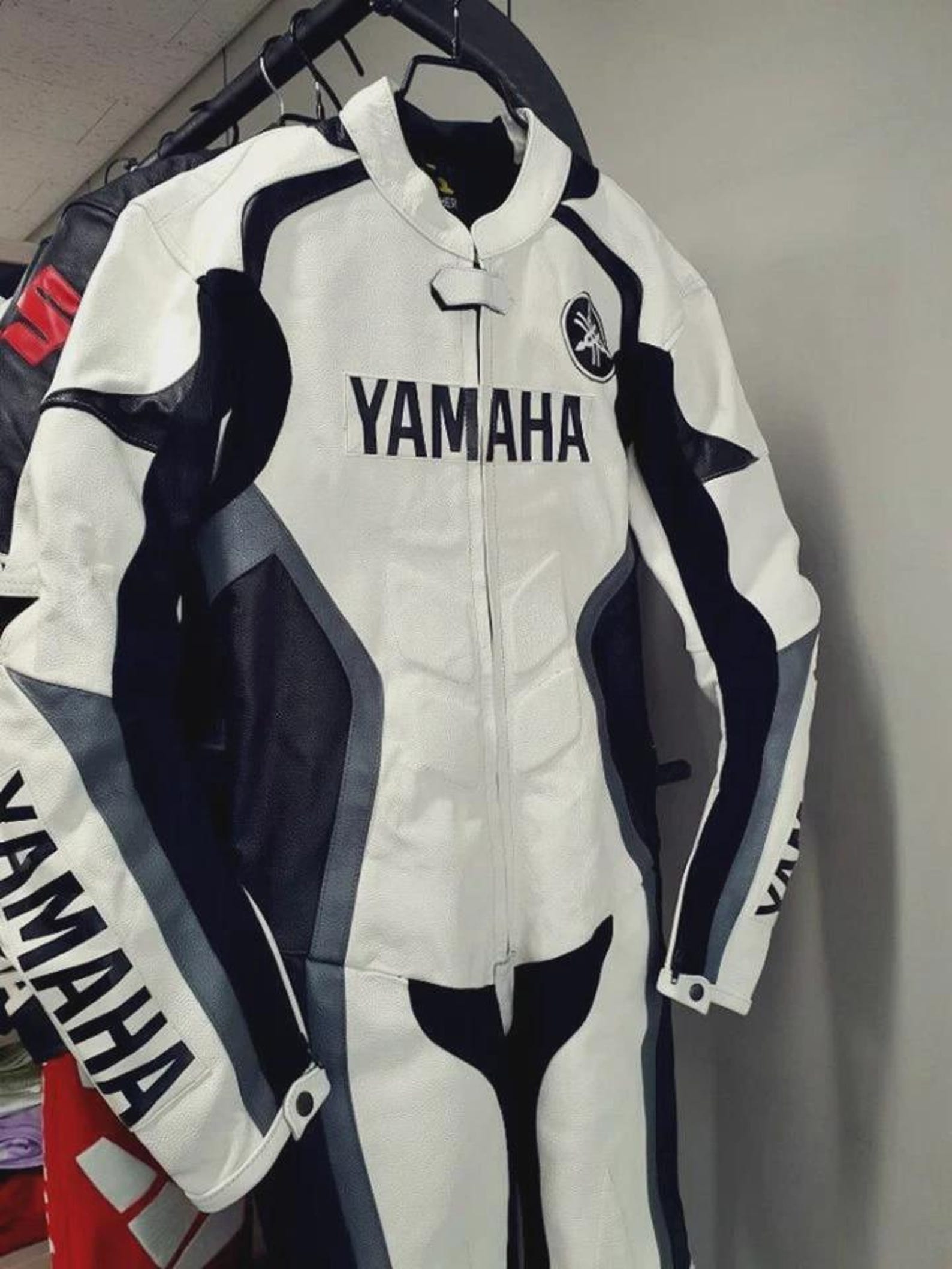 Yamaha Motorbike Racing Protected Suit. Handmade Genuine Leather ...
