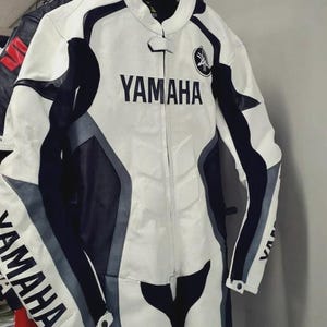 Yamaha Motorbike Racing Protected Suit. Handmade Genuine Leather ...