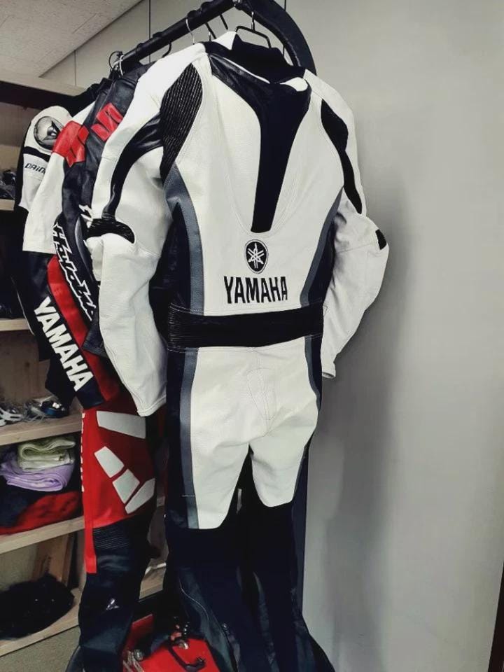 Yamaha Motorbike Racing Protected Suit. Handmade Genuine Leather ...