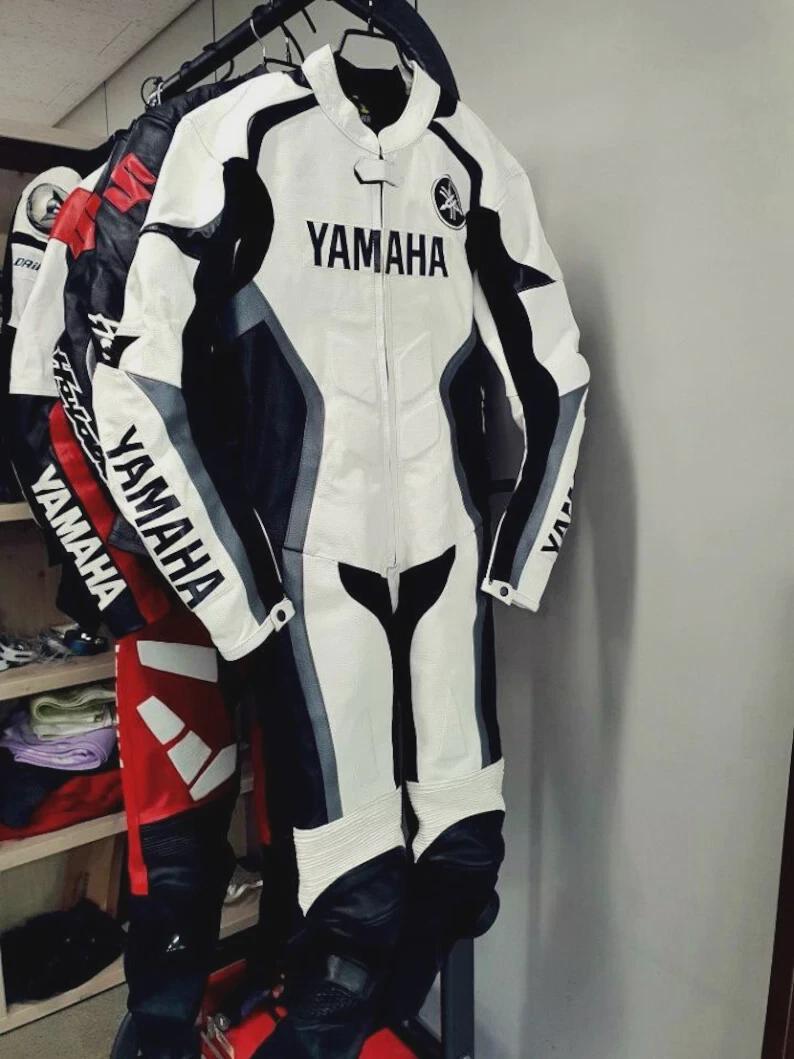 Yamaha Motorbike Racing Protected Suit. Handmade Genuine Leather ...