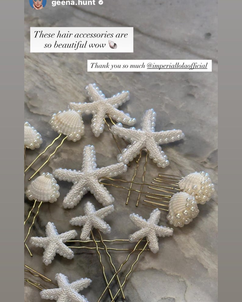 Seashell Bridal Hair Pin Set: Pearl & Gold, Coastal Wedding Accessories ...