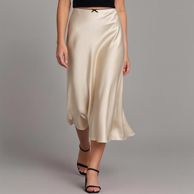 Satin Slip Skirt - High Waist, Ankle Length, Elegant Style - Etsy