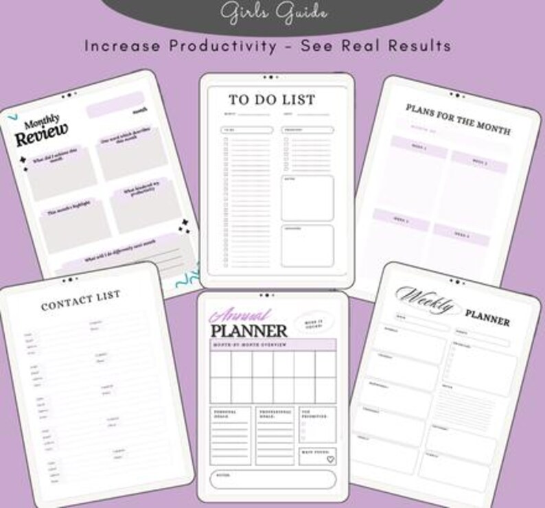 Undated Weekly Planner Printable: Productivity, Goals, Schedules (220 ...