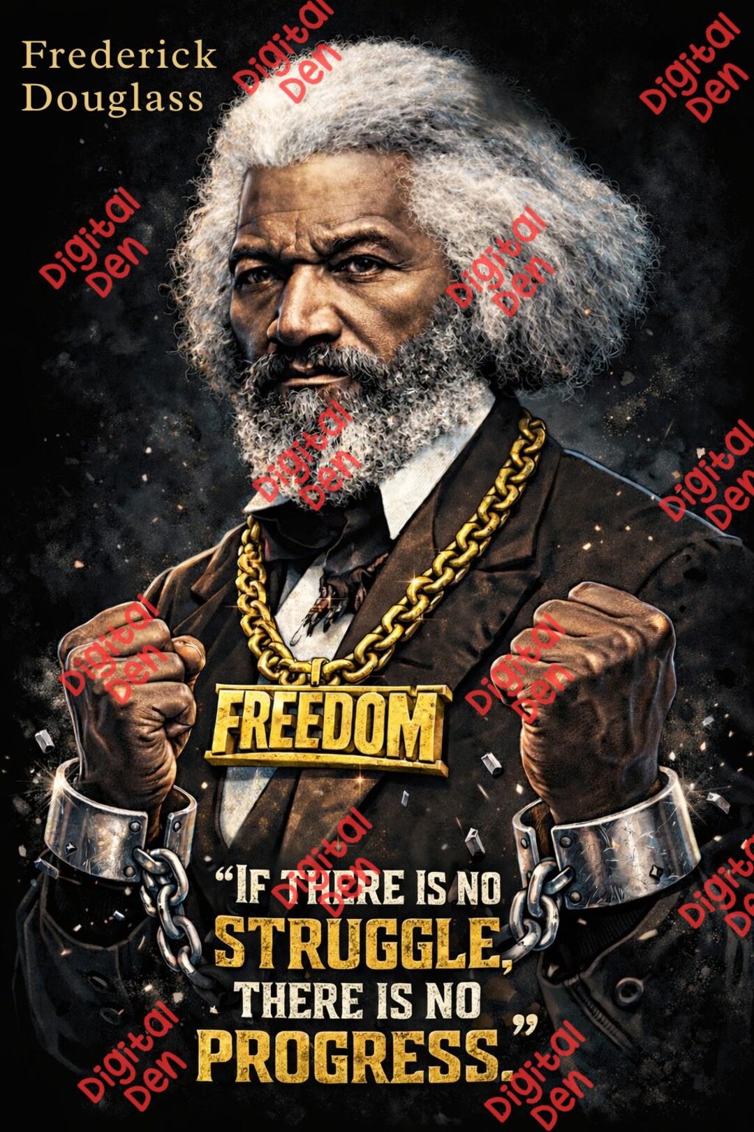 Frederick Douglass Portrait Art, Freedom Quote Wall Art, Black History ...