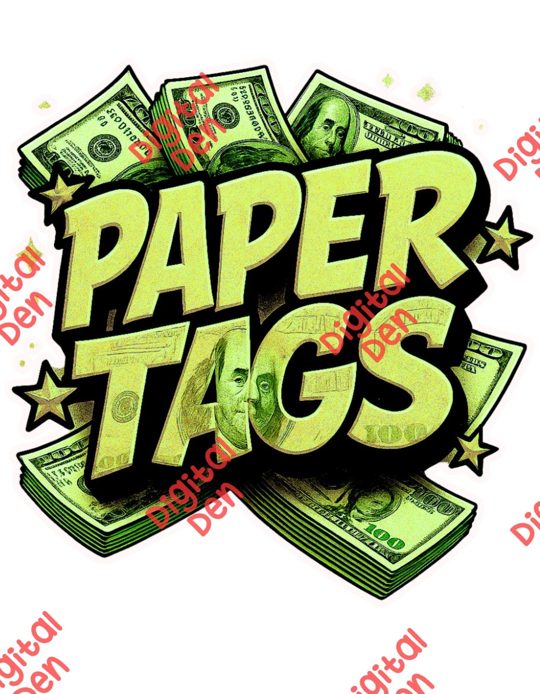 Paper Tags Digital Art Print – Money Stack Typography Poster, Street ...