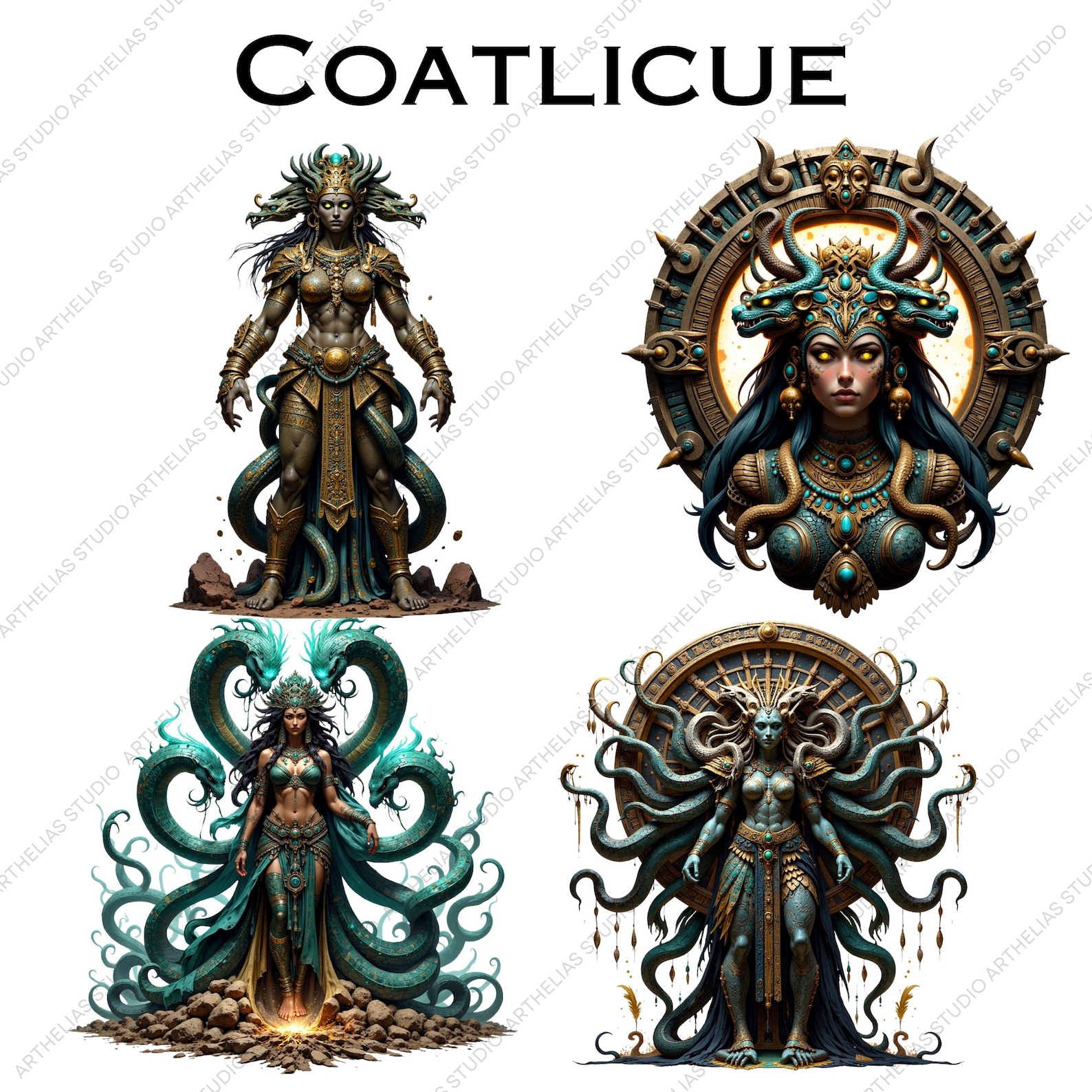 Aztec Gods Clipart – Ancient Goddess Pngs for Fantasy Junk Journals ...