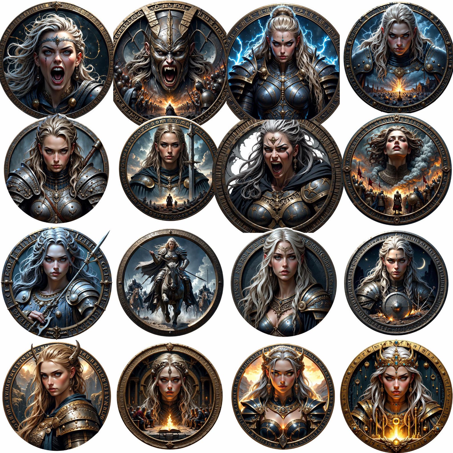 Valkyrie Bundle – Clipart & Digital Paper Set of Viking Warrior ...