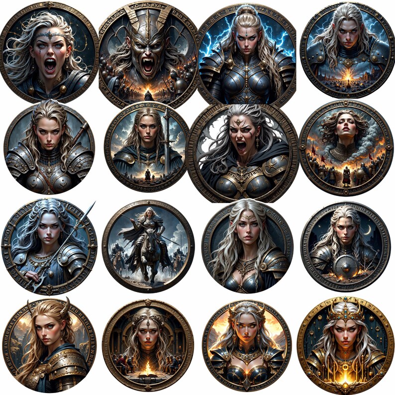 Valkyrie Bundle – Clipart & Digital Paper Set of Viking Warrior ...