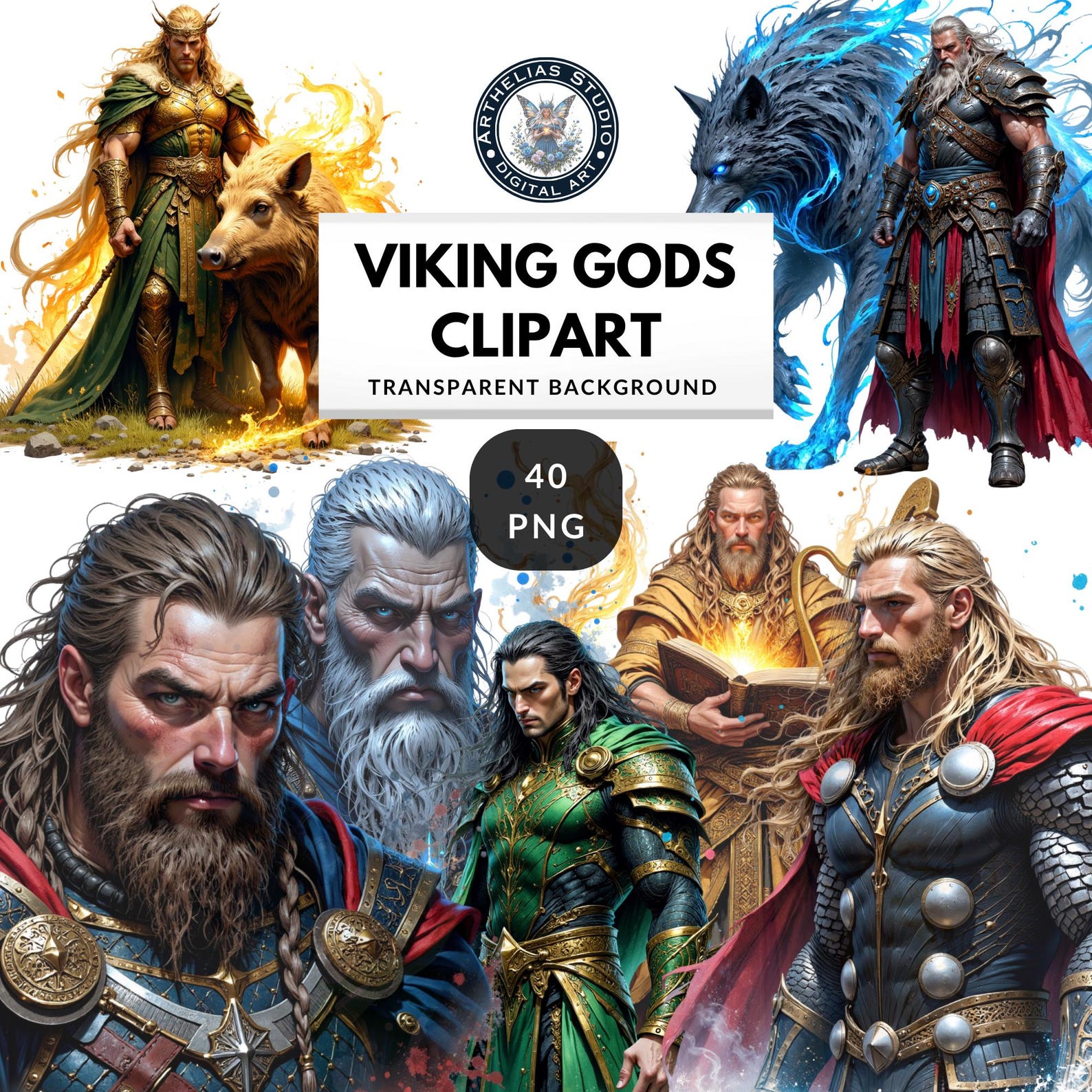 Viking Gods Clipart Set – Ancient Mythology Norse Deities - Etsy