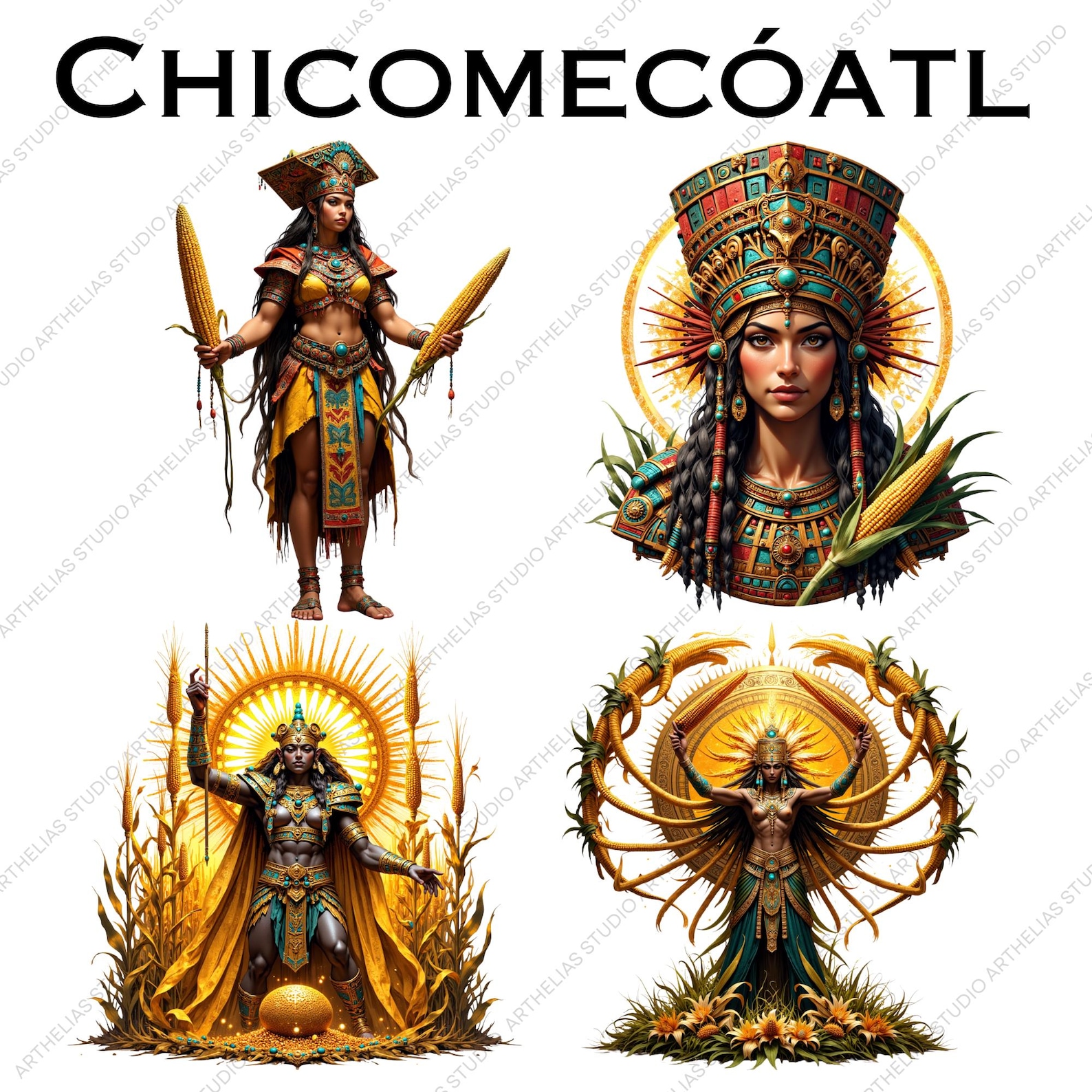 Aztec Gods Clipart – Ancient Goddess Pngs for Fantasy Junk Journals ...