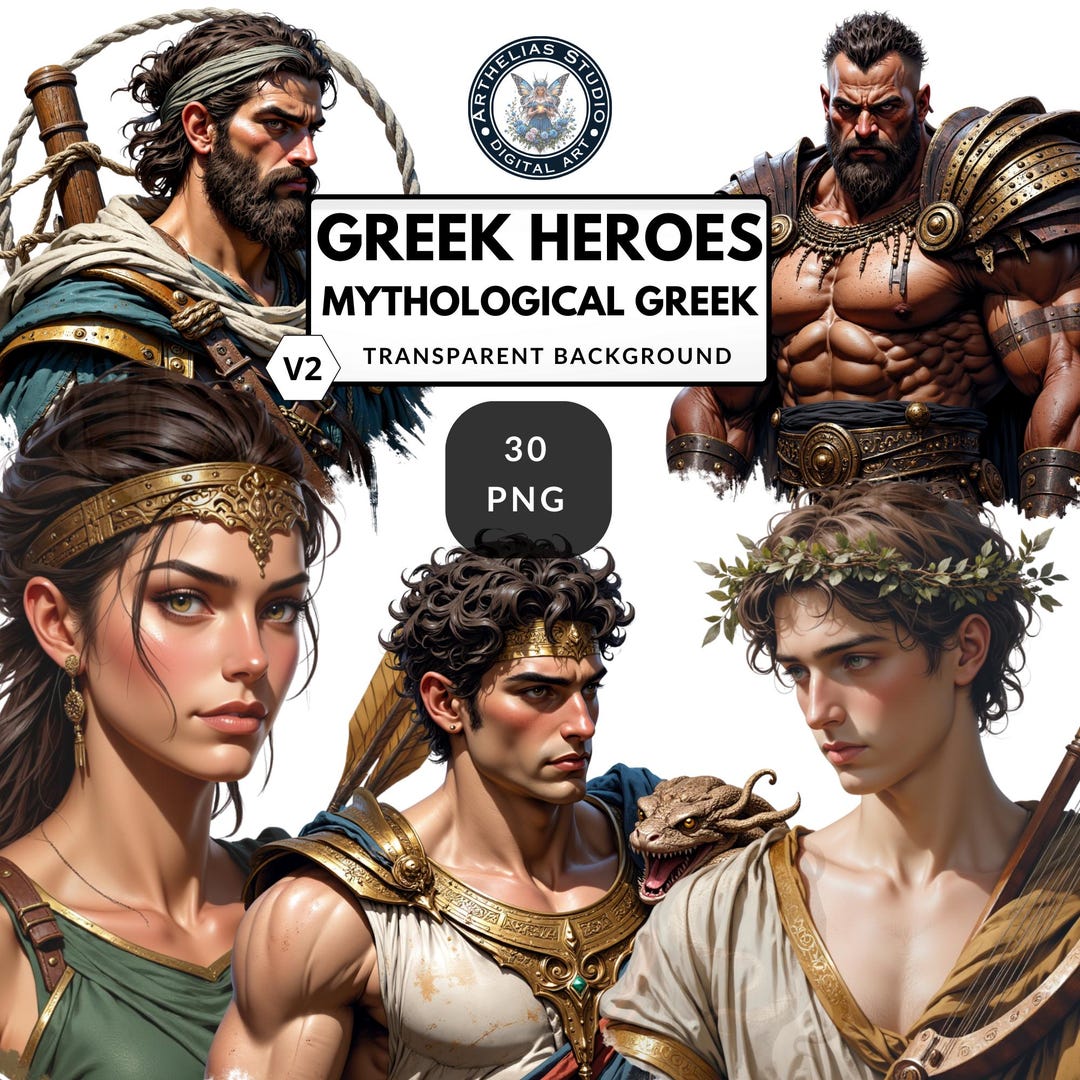 Ancient Greek Heroes Clipart – Fantasy PNG for Scrapbooking Projects ...