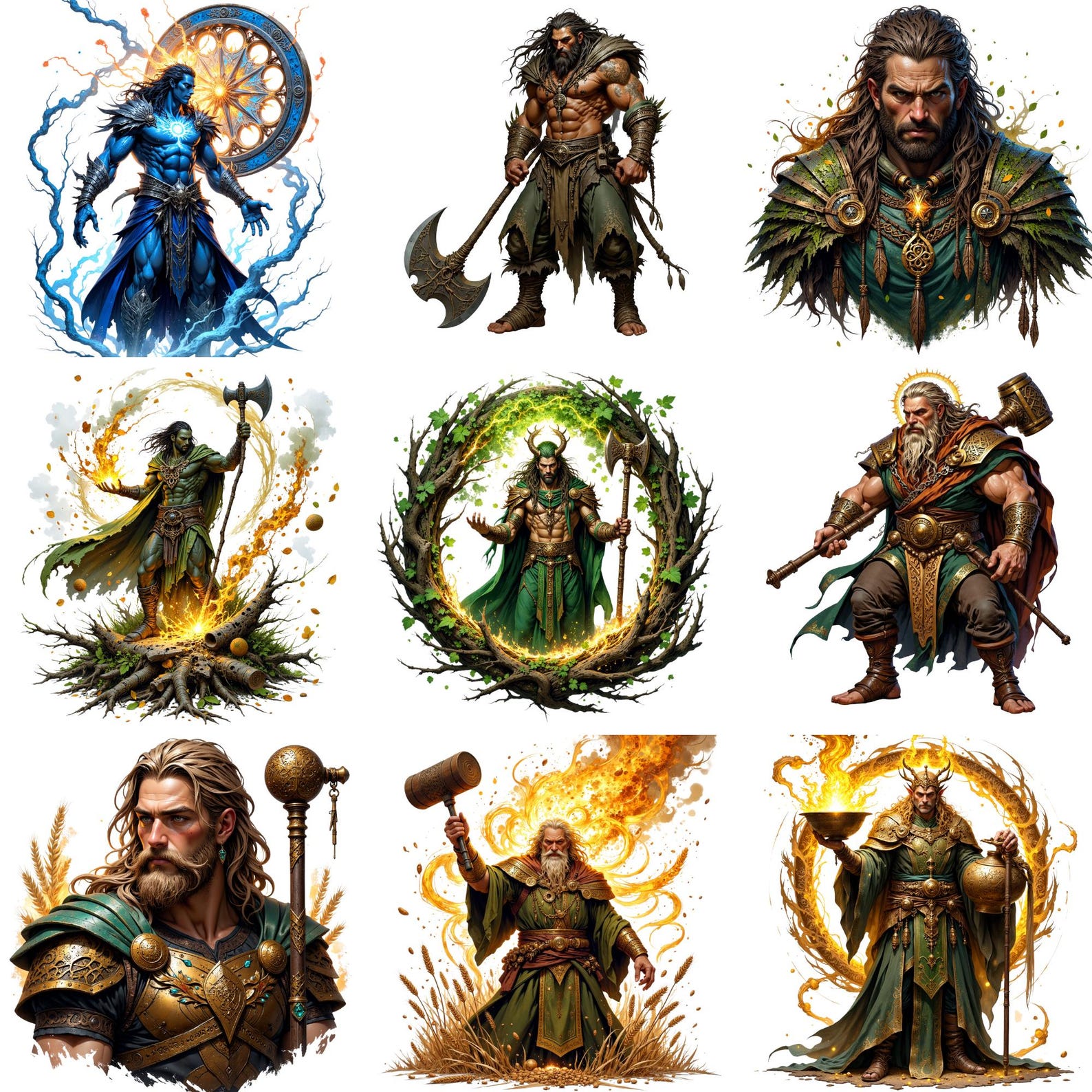 Celtic Gods Clipart Bundle – Pagan Nordic Mythology Art for Fantasy ...