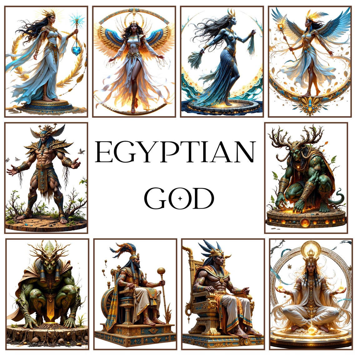 Egyptian Gods Clipart Bundle, Ancient Mythology PNG Set, Digital ...