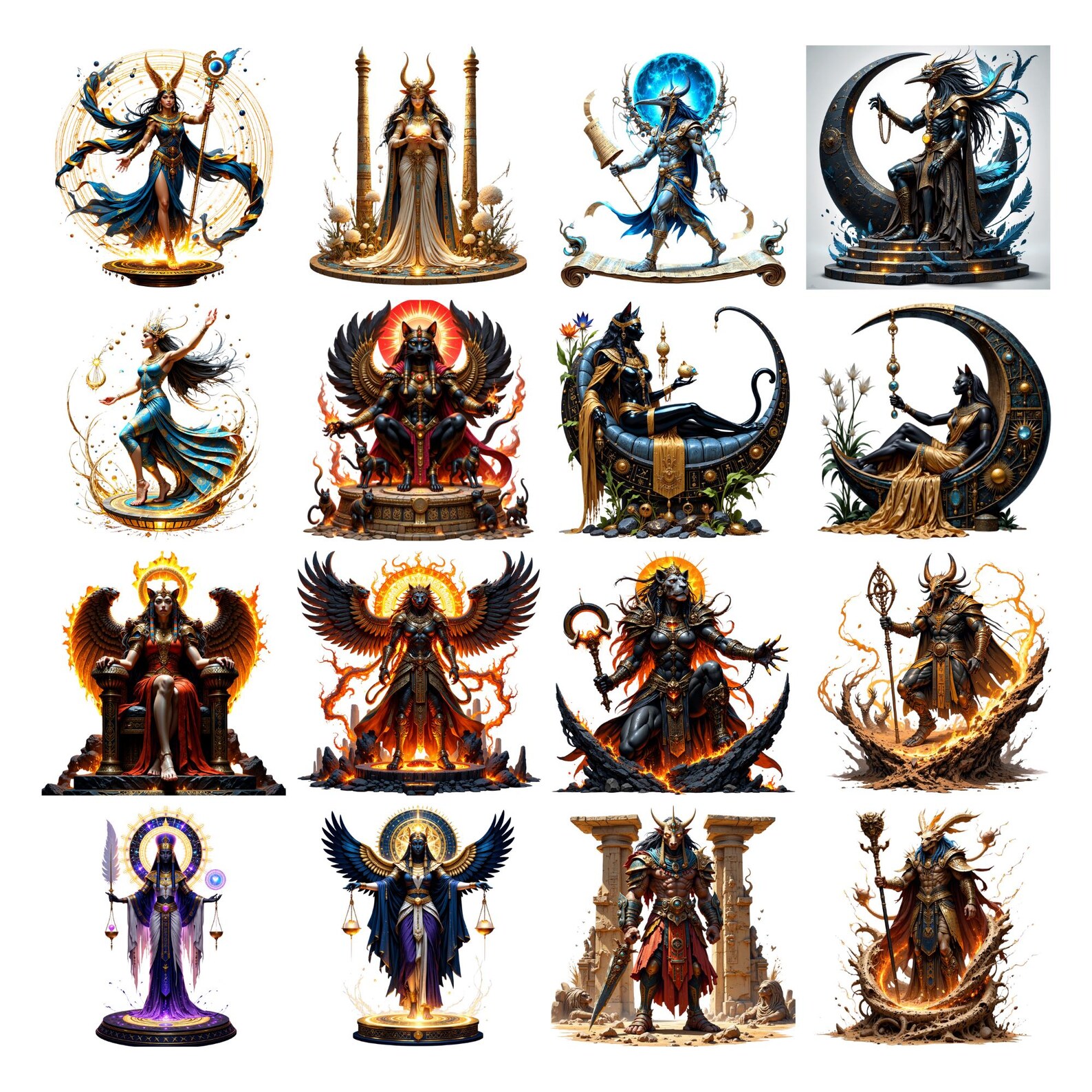 Egyptian Gods Clipart Bundle, Ancient Mythology PNG Set, Digital ...