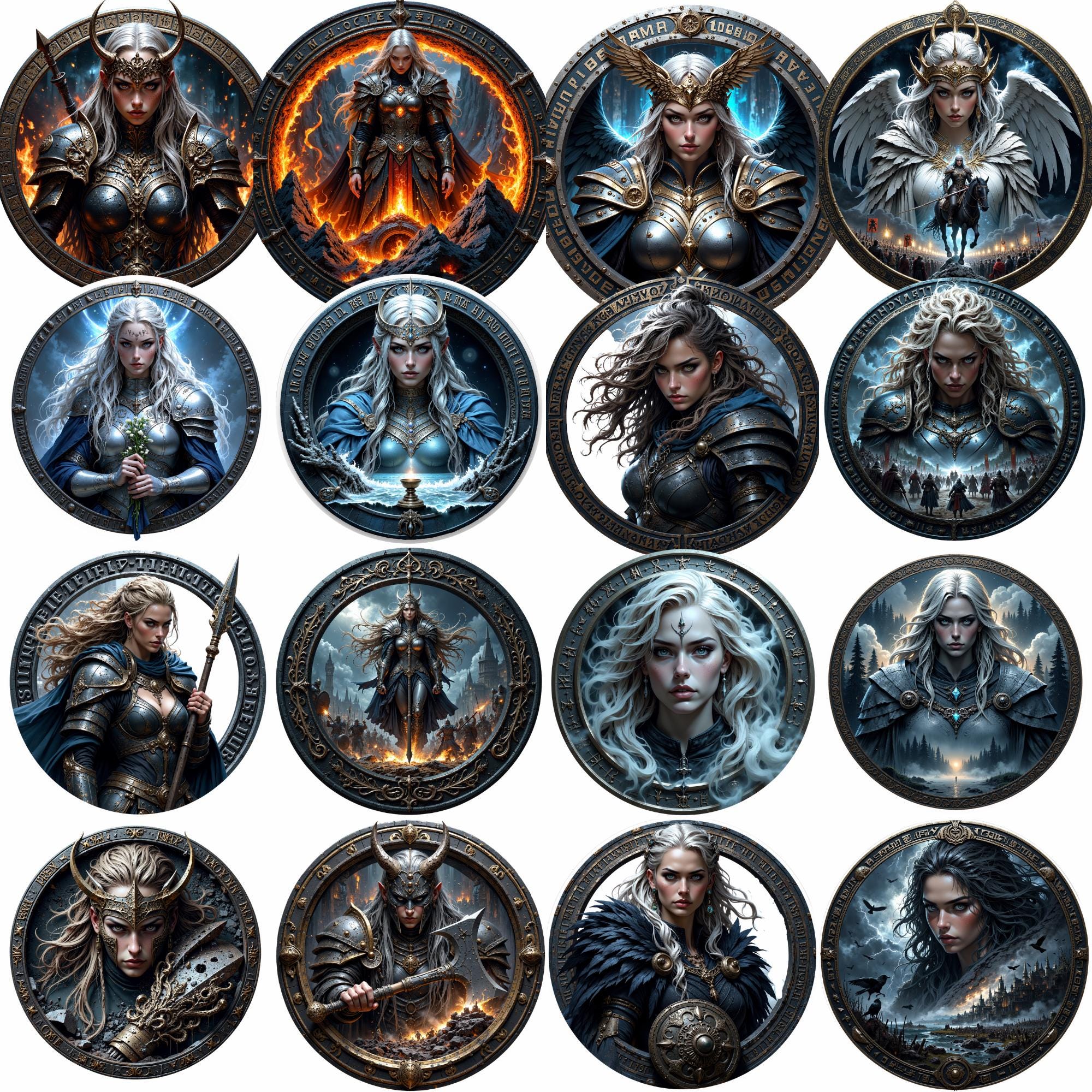 Valkyrie Bundle – Clipart & Digital Paper Set of Viking Warrior ...