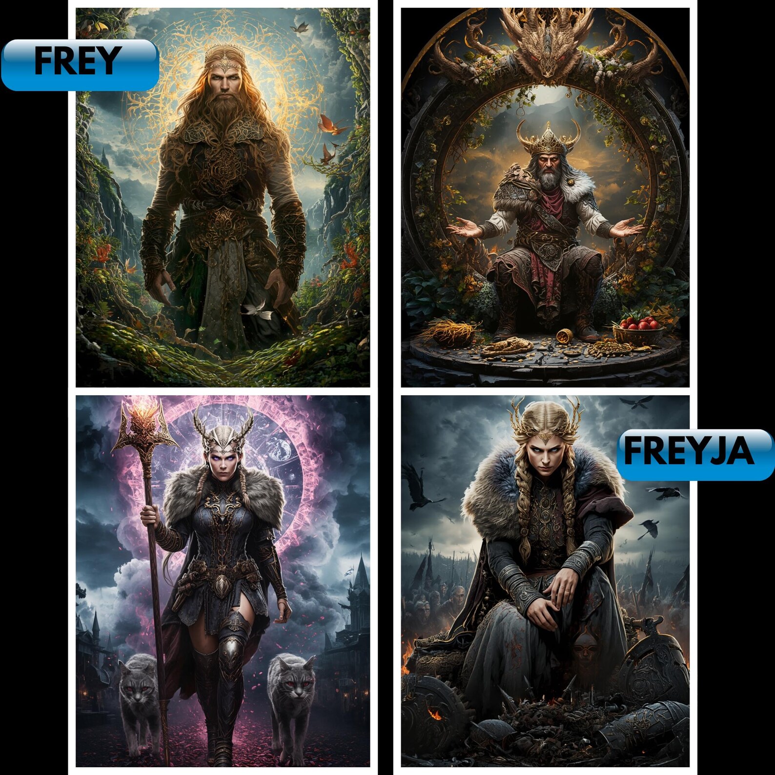 Norse Gods Mythology Paper Set - Viking Fantasy JPEG for Junk Journals ...