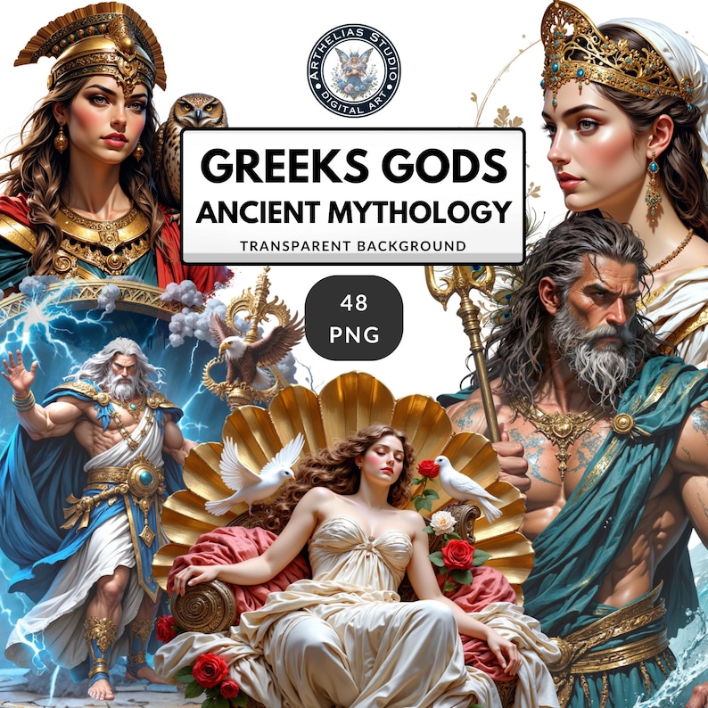 Greek Gods Clipart PNG Bundle – Olympian Deities & Mythology Art - Etsy