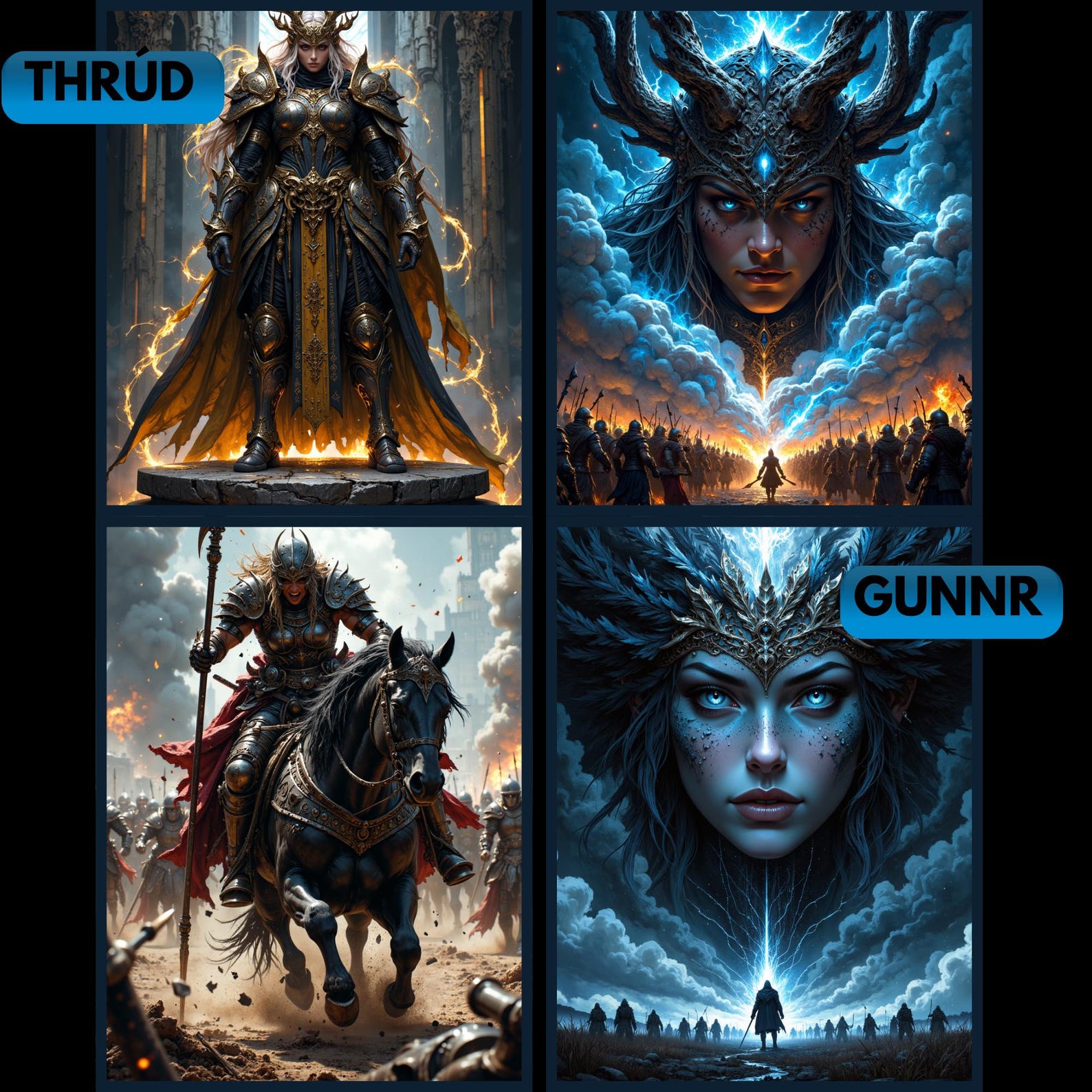 Valkyries Warrior Goddesses Digital Paper – Mythical Norse Backgrounds ...
