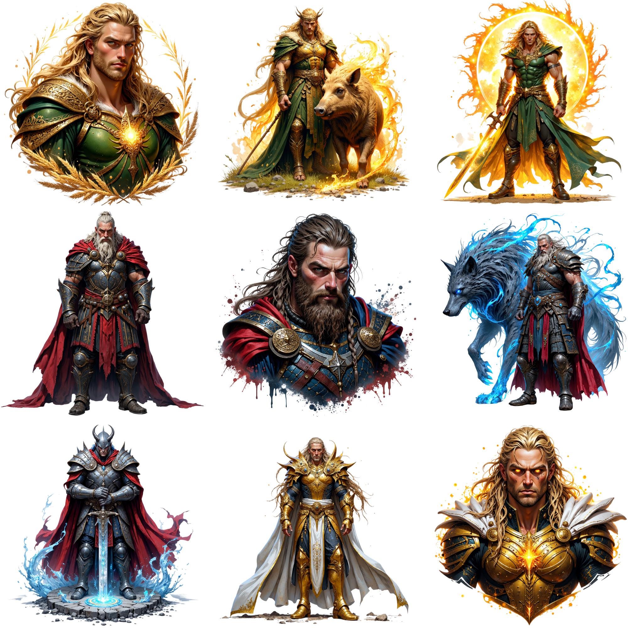 Viking Gods Clipart Set – Ancient Mythology Norse Deities - Etsy