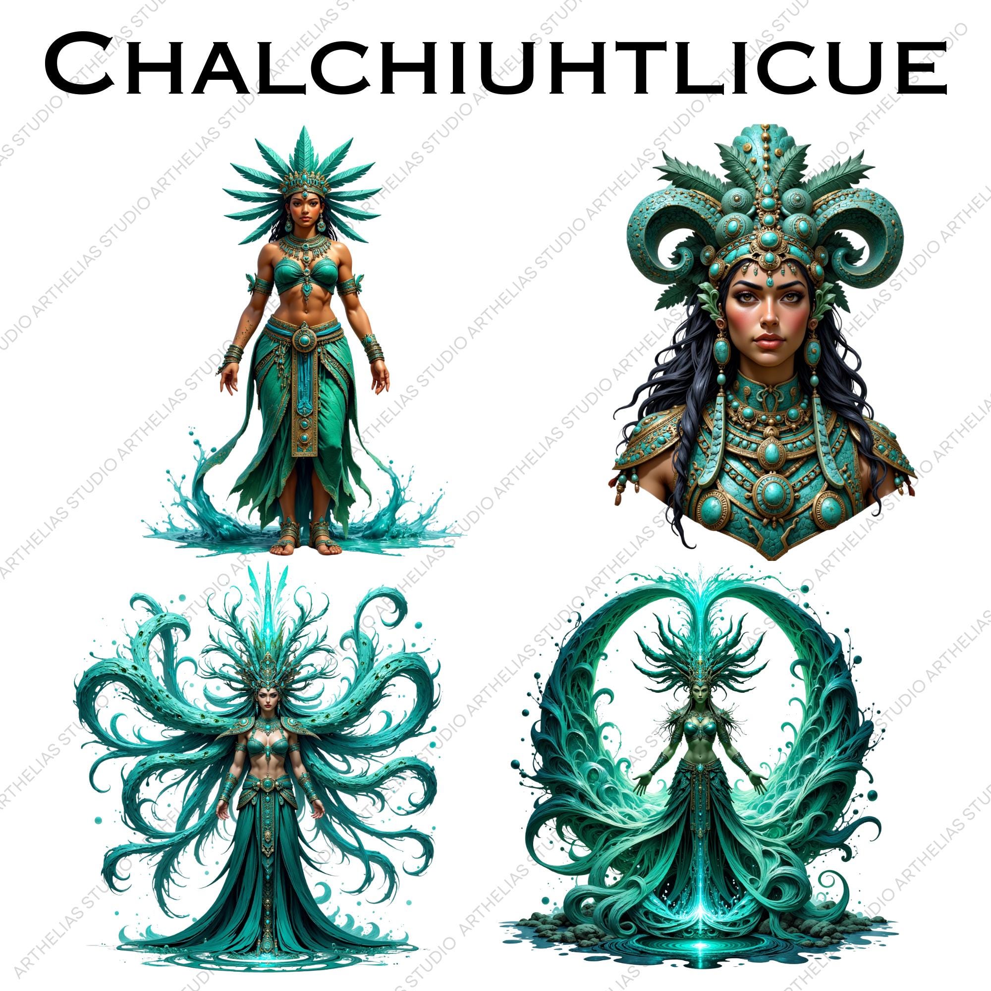 Aztec Gods Clipart – Ancient Goddess Pngs for Fantasy Junk Journals ...