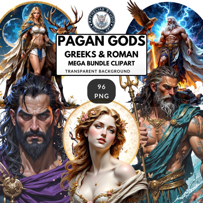 Greek and Roman Pagan Gods Clipart Set – Fantasy Pngs for Digital Art ...