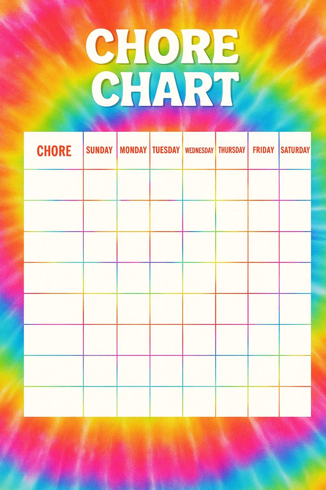 Editable Chore Chart | Weekly Household Checklist | Fun & Colorful PDF ...