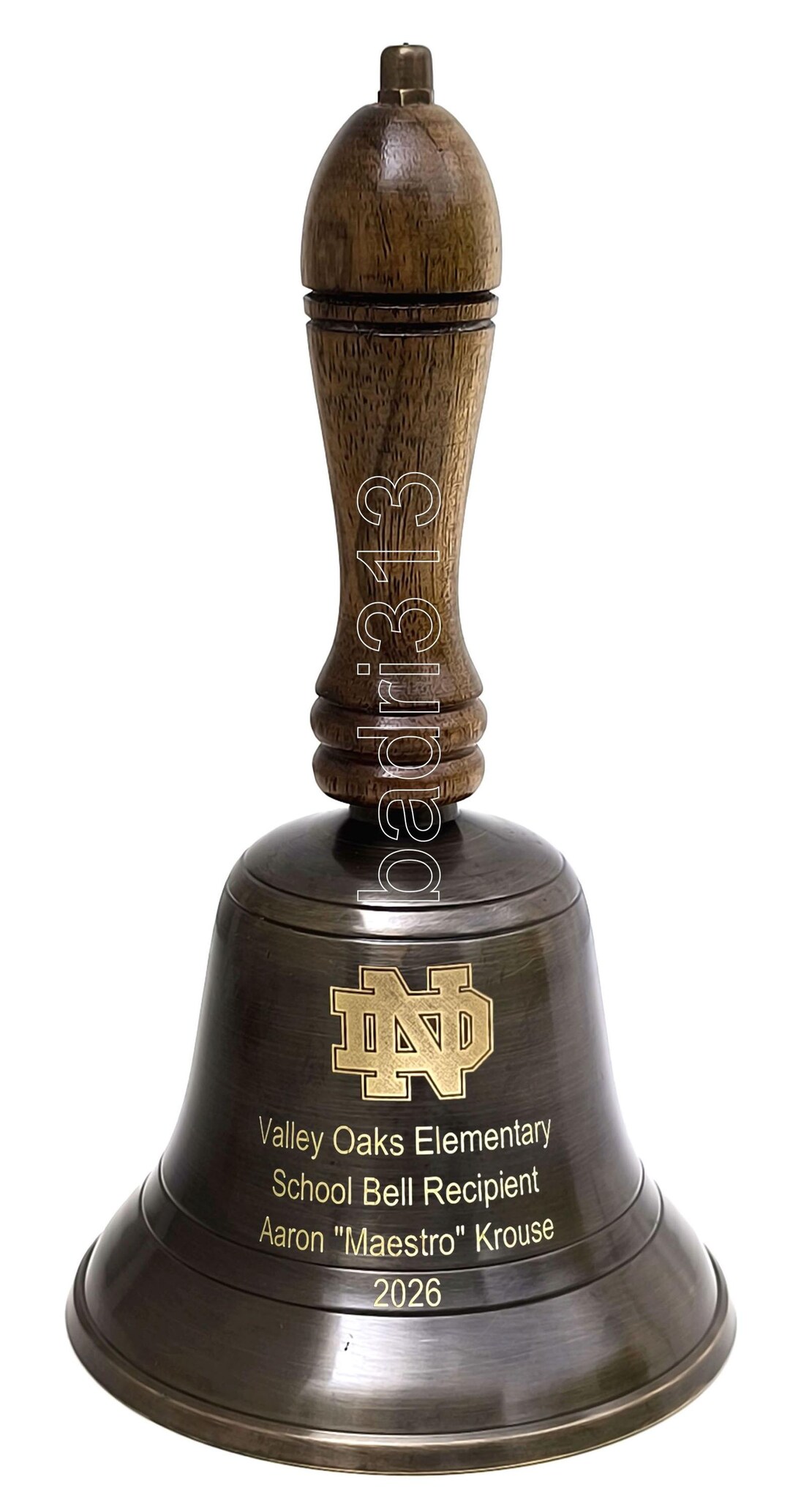Personalized Brass & Wooden Hand Bell, Antique Dinner Handbell, School ...