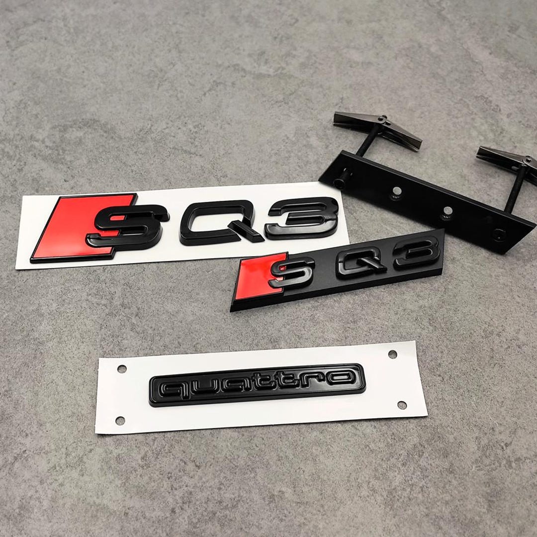 Gloss Black SQ3 Emblem Set 3pcs – Audi SQ3 Front Grille Badge, Rear SQ3 ...