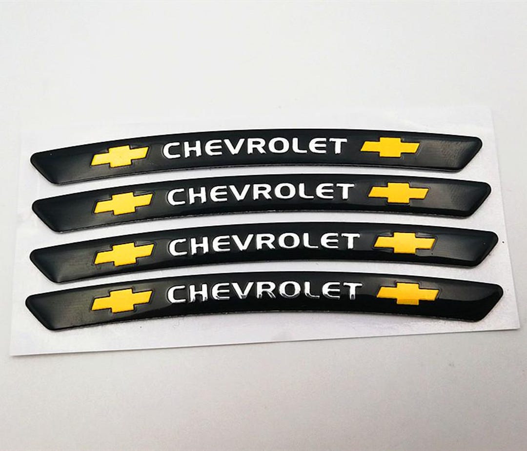 4 Pcs Metal 9CM Black Wheel Rim Decals for Chevy – Adhesive Center Cap ...