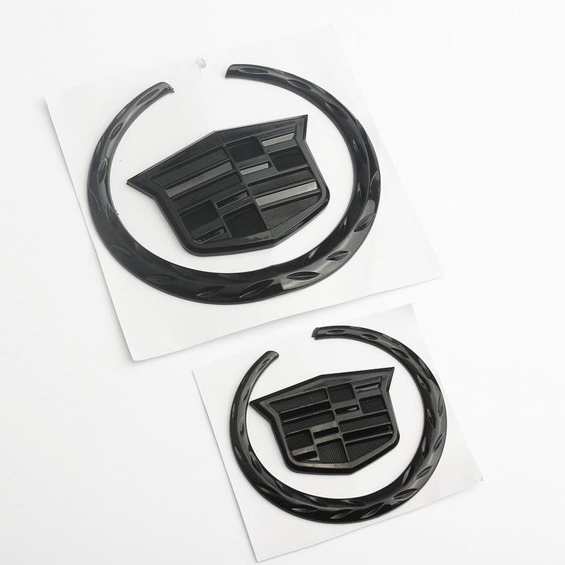 All Black Front Grille Emblem for Cadillac – 6" Hood Badge in Matte ...