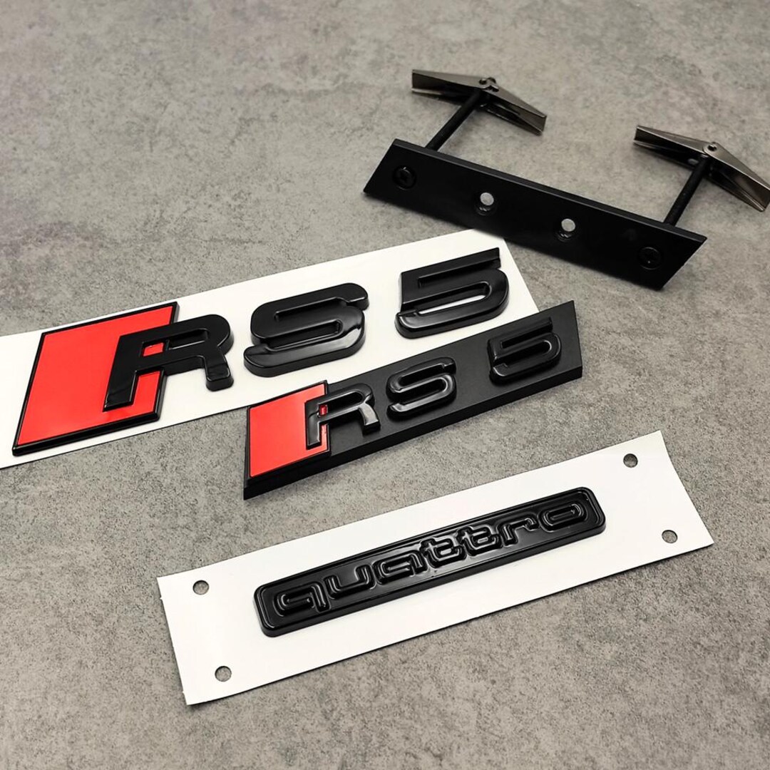 Set of 3 Gloss Black RS5 Emblems – RS5 Rear Badge, RS5 Front Grille ...